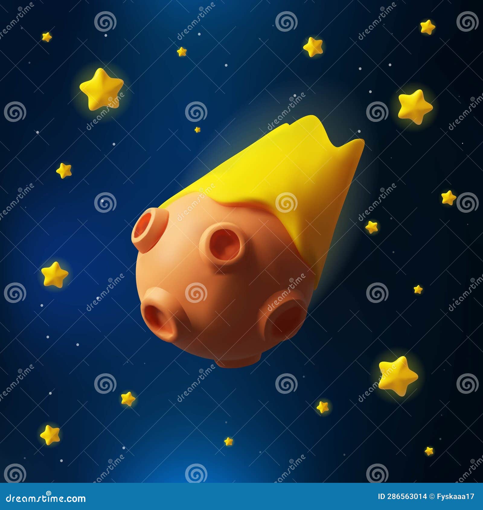 3D Realistic Space Sky with Meteorite and Stars Stock Illustration ...