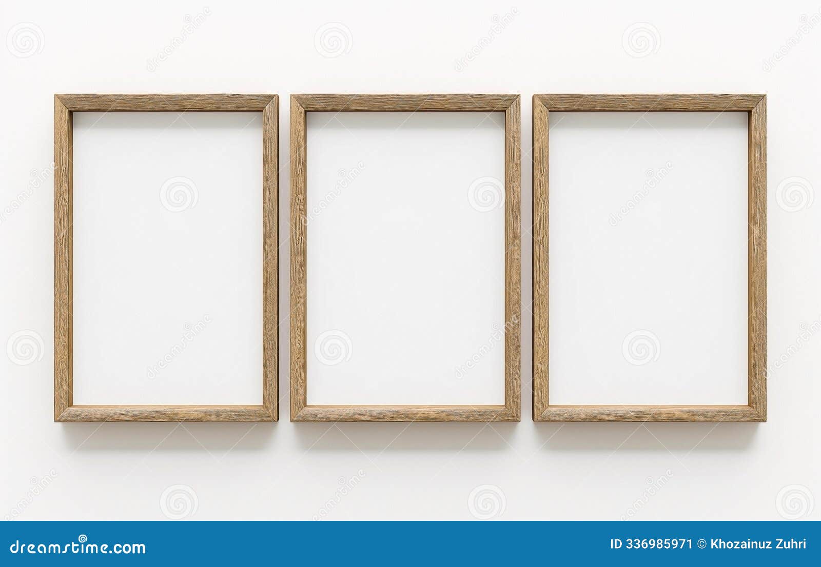 3d Realistic Three Picture Frames in Wooden on White Background, Space ...