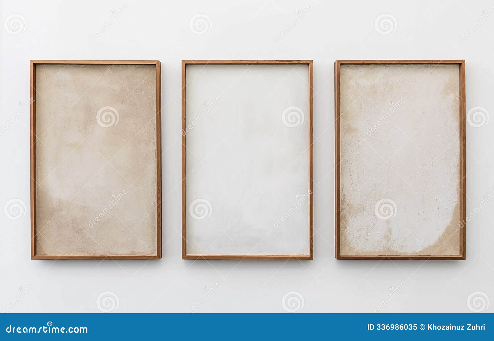 3d Realistic Three Picture Frames in Wooden on White Background, Space ...