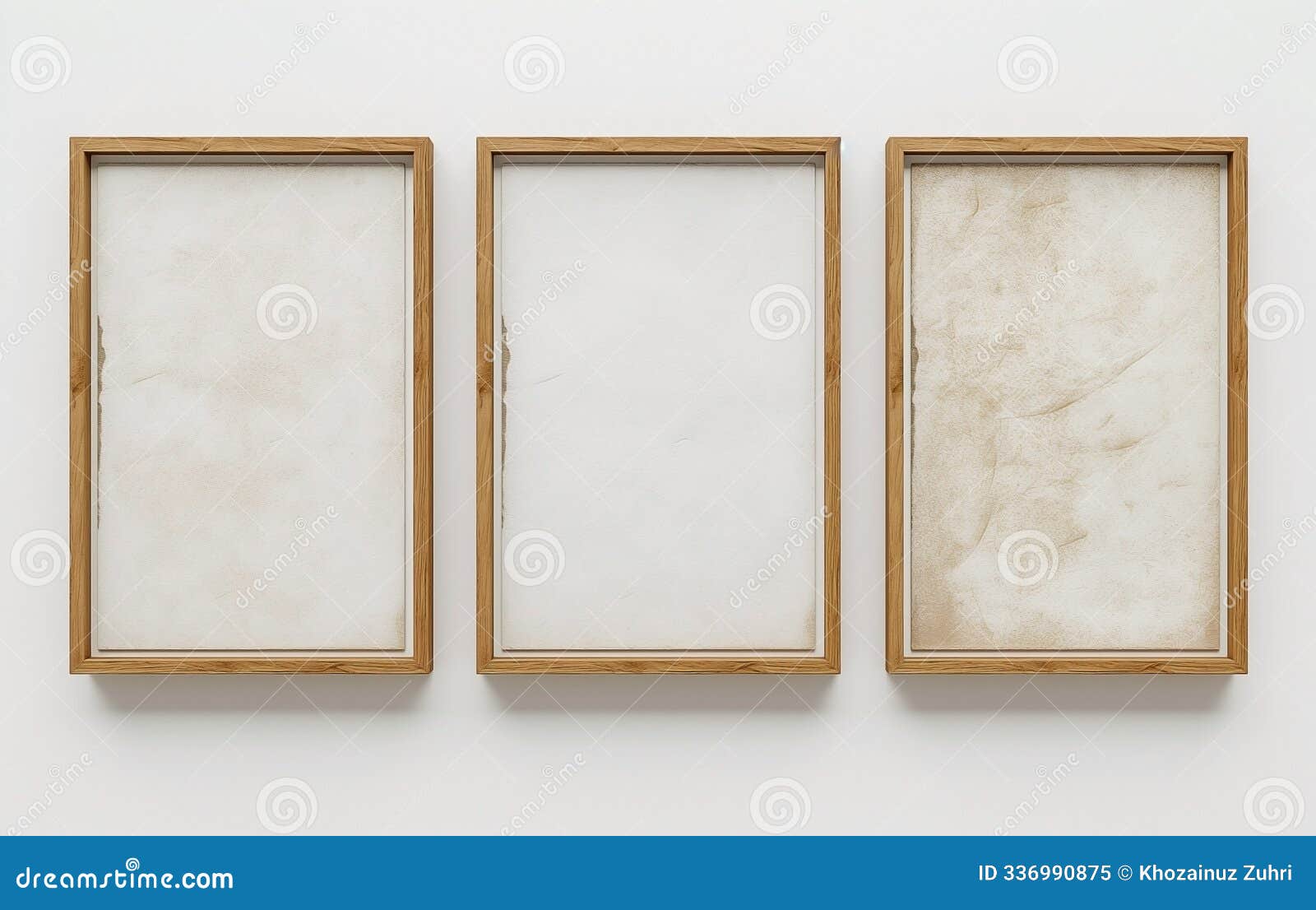 3d Realistic Three Picture Frames in Wooden on White Background, Space ...