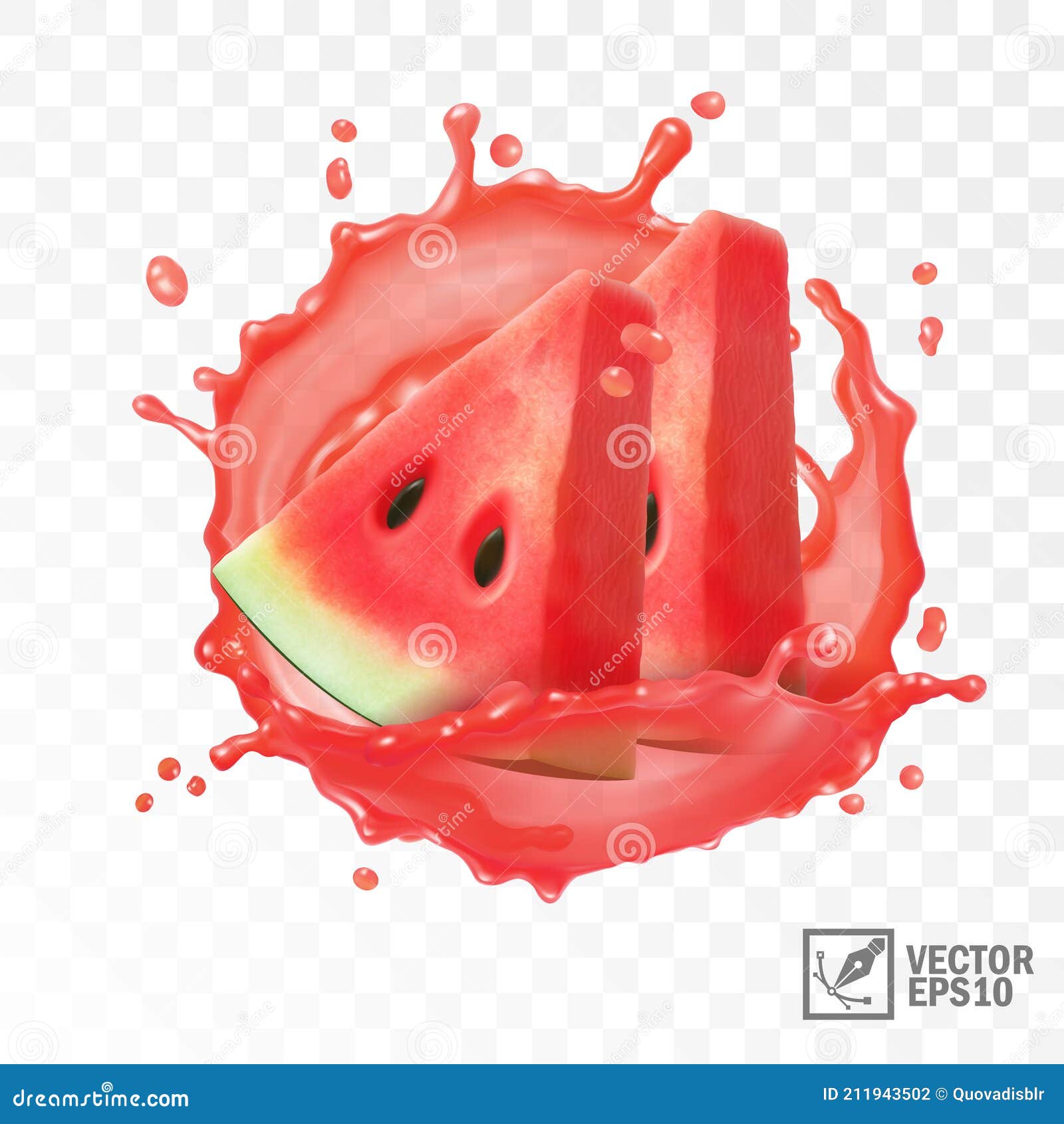 3d Realistic Transparent Isolated Vector, Slice Of Watermelon In A ...