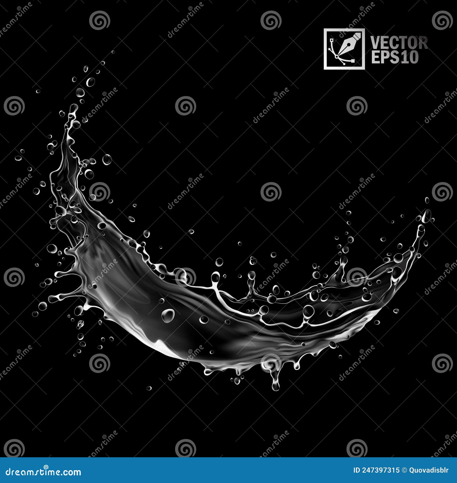 3D Realistic Transparent Isolated Vector Splash of Water with Drops in ...