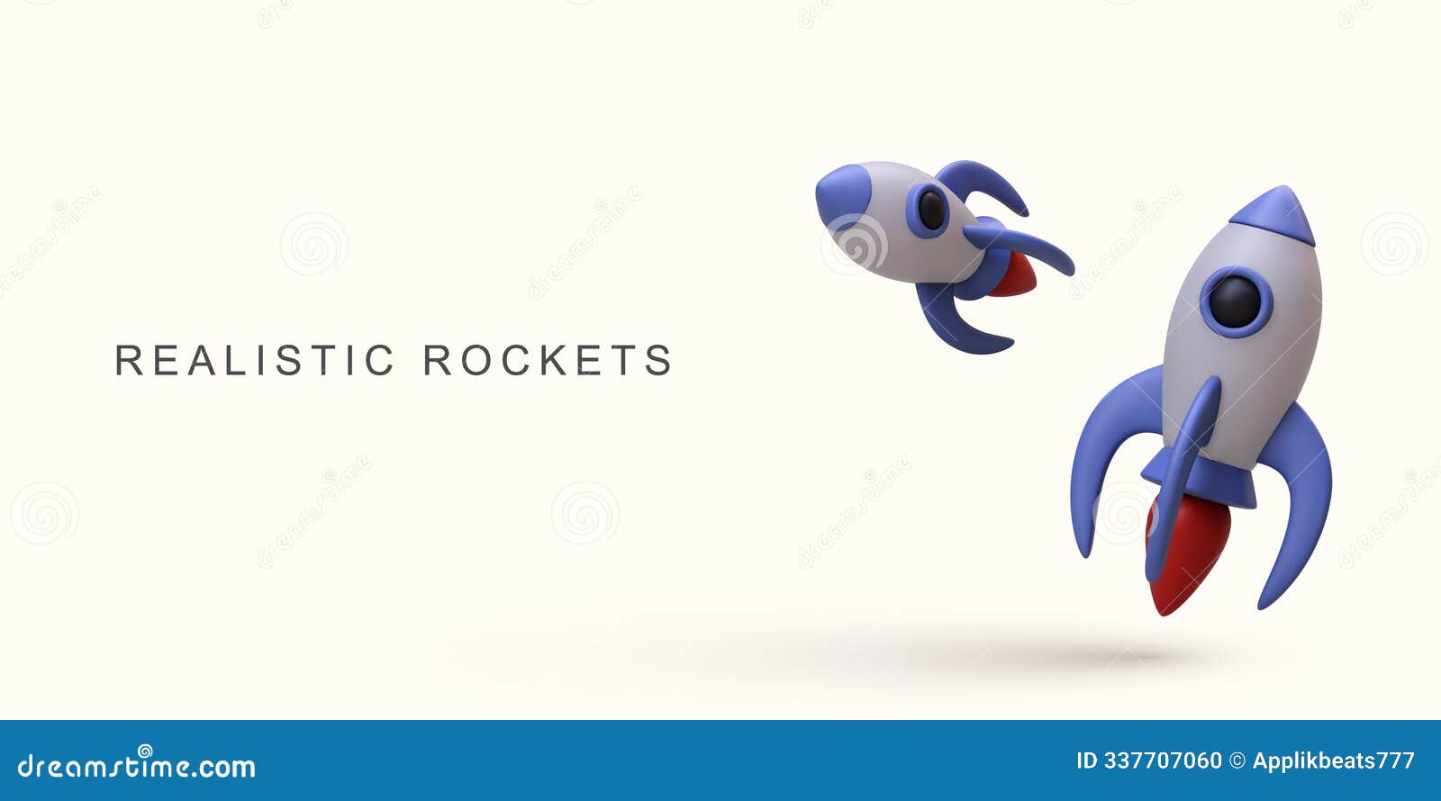 3d Realistic Two Blue Rockets on White Background. Vector Illustration ...
