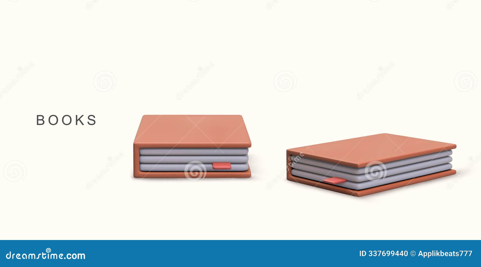 3d Realistic Two Closed Books on White Background. Vector Illustration ...