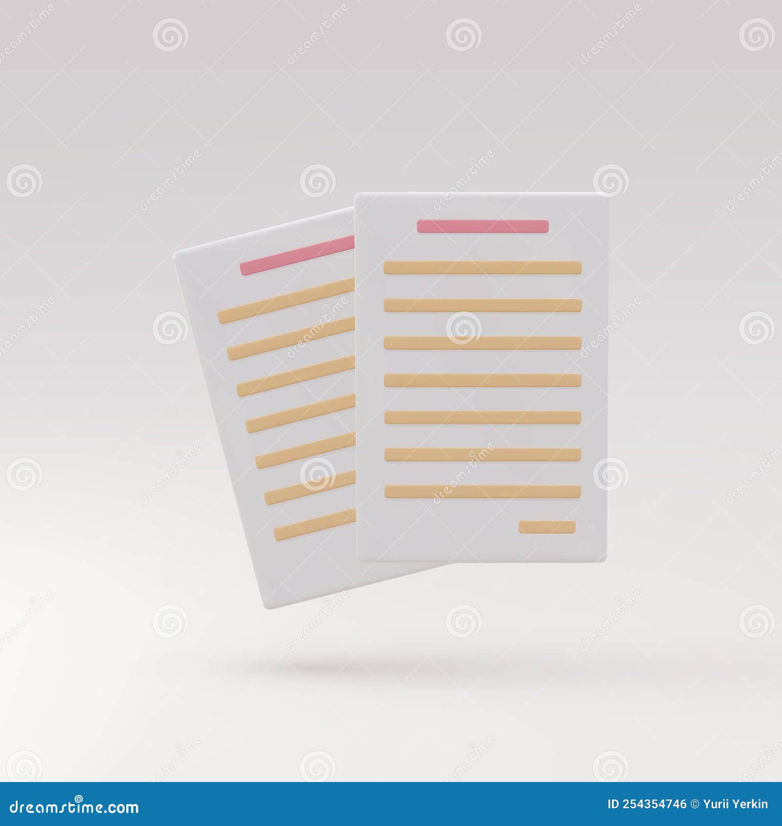 3d Realistic Two Documents Icon. Vector Illustration Stock Vector ...