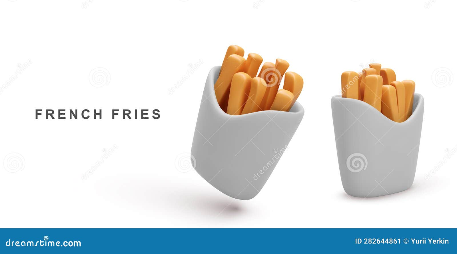 3d Realistic Two French Fries. Vector Illustration Stock Vector ...