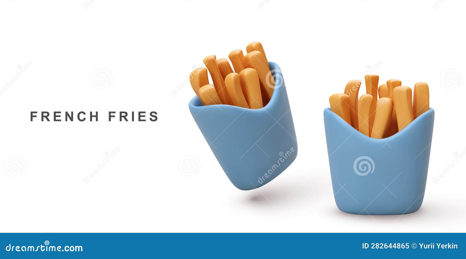 3d Realistic Two French Fries . Vector Illustration Stock Vector ...