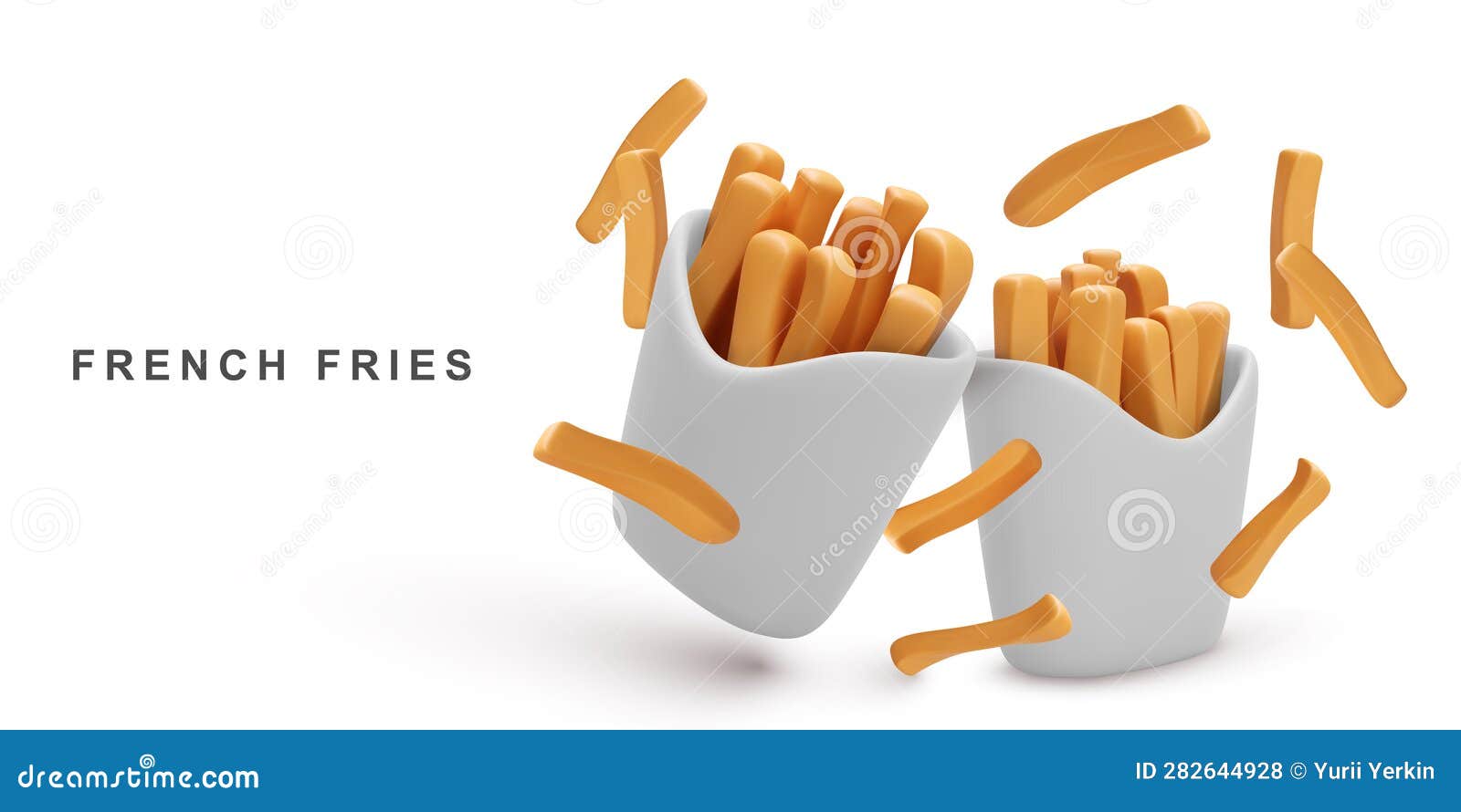 3d Realistic Two French Fries. Vector Illustration Stock Vector ...