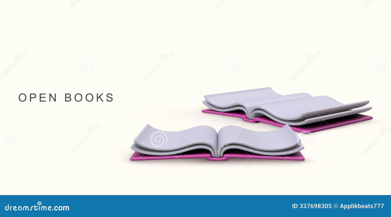 3d Realistic Two Open Books on White Background. Vector Illustration ...