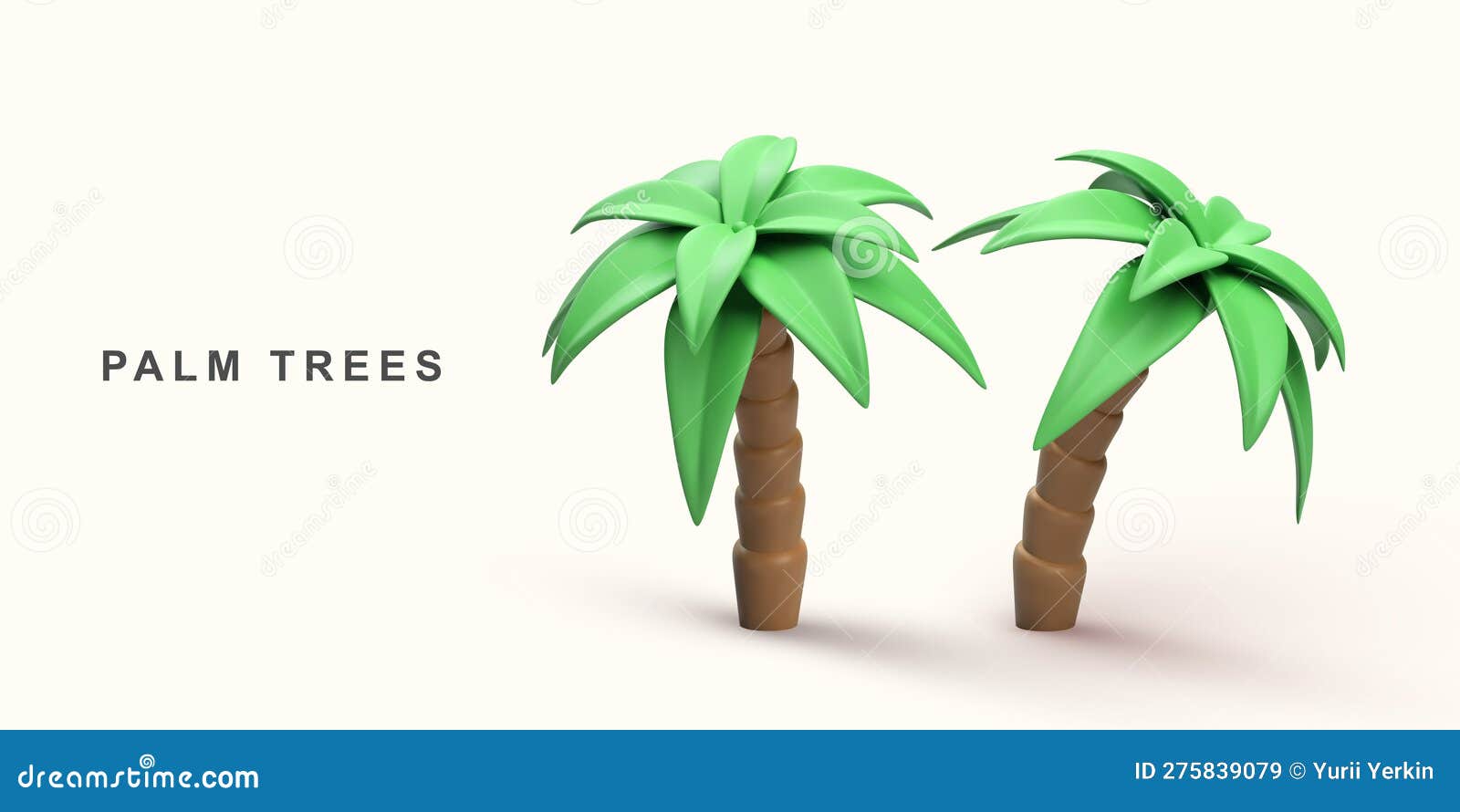 3D Realistic Two Palm Trees. Vector Illustration Stock Vector ...