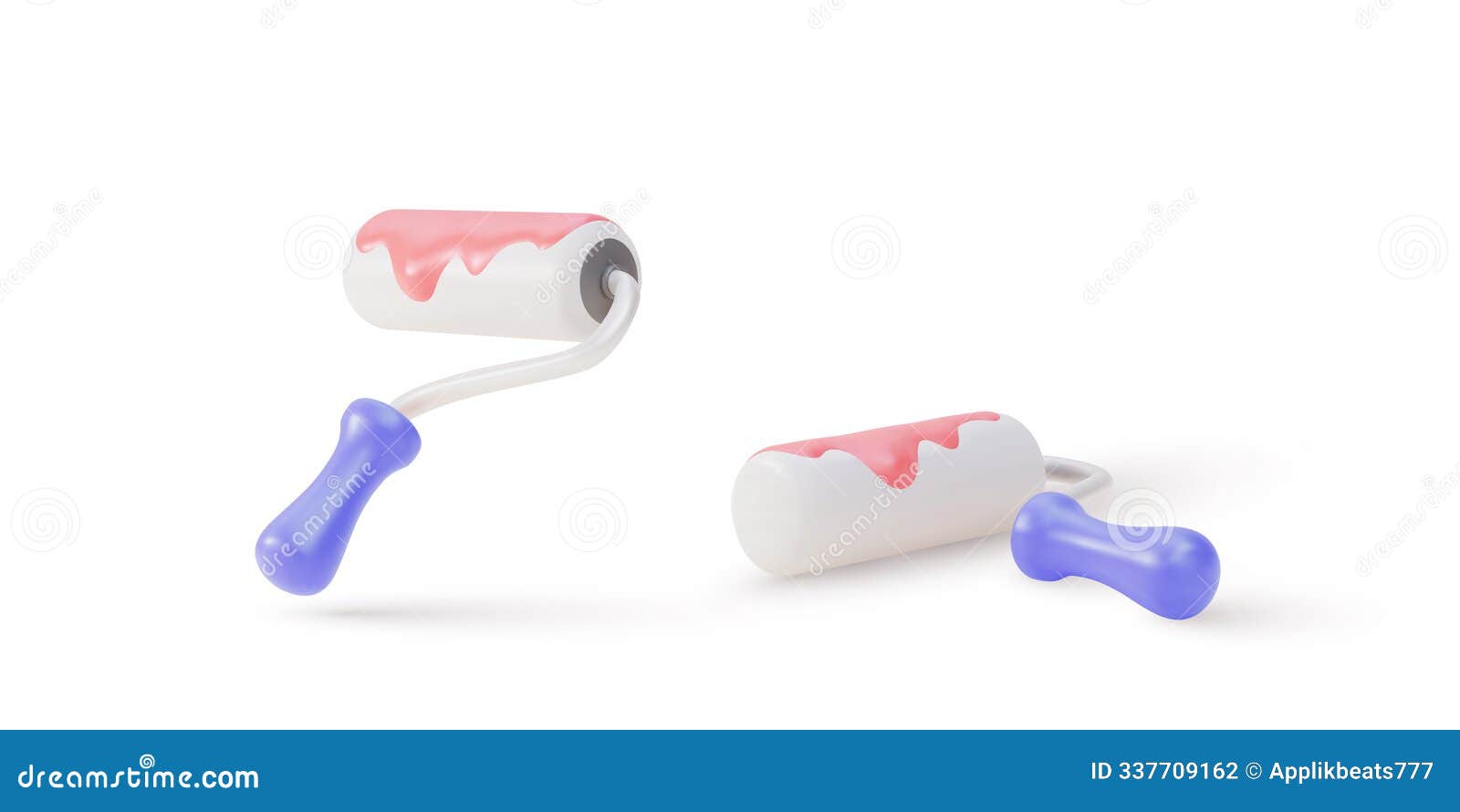 3d Realistic Two Simple Paint Roller. Vector Illustration Stock ...