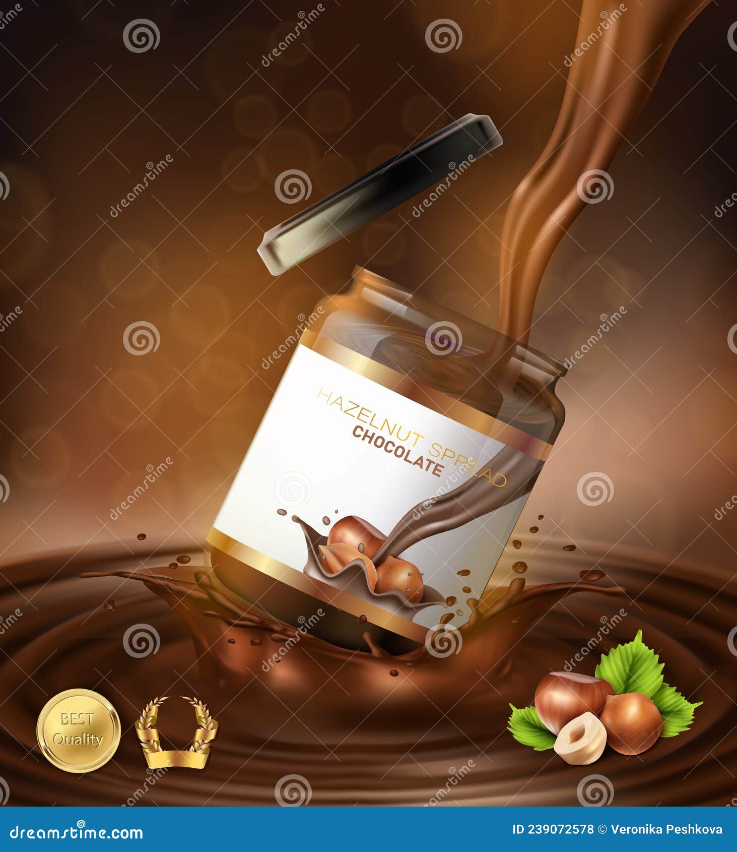 Realistic Vector Background. Hazelnut Spread. Liquid Chocolate. Nutella ...
