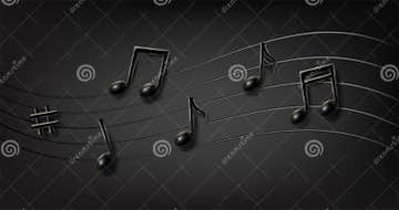 Realistic Vector Background. Music Notes Wave Background Stock Vector ...