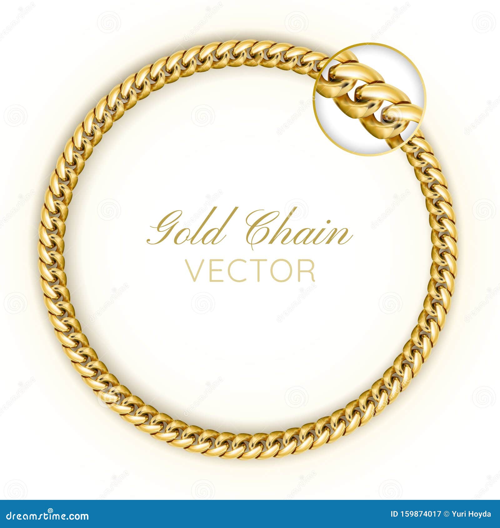 3D Realistic Vector Gold Chain. Gold Chain Round Wreaths for Use As a ...
