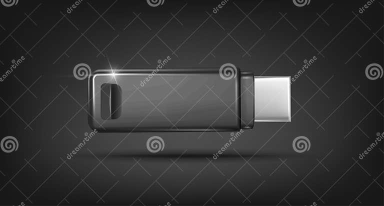 3d Realistic Vector Icon. Black Usb Flash Drive Mock Up. Stock ...