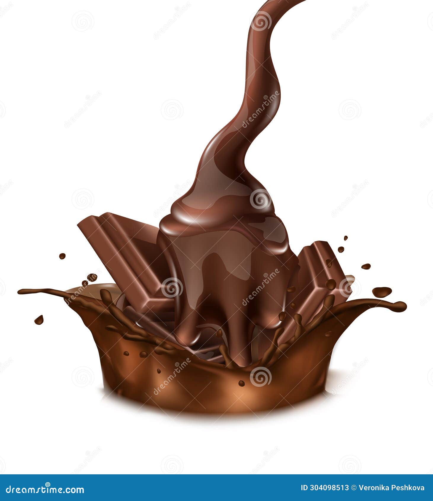 3d Realistic Vector Icon. Chocolate Splash with Liquid and Choco Bar ...