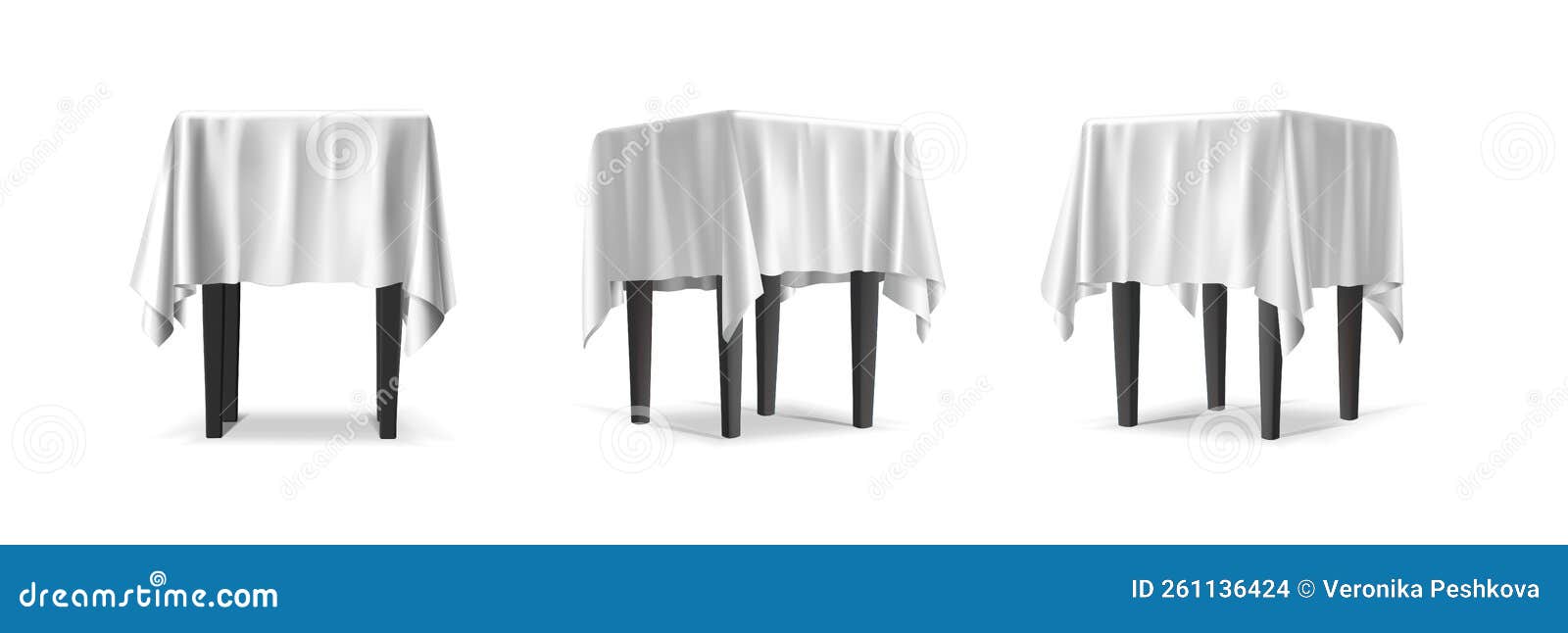 3d Realistic Vector Icon Illustration. Table Covered with White Cloth ...