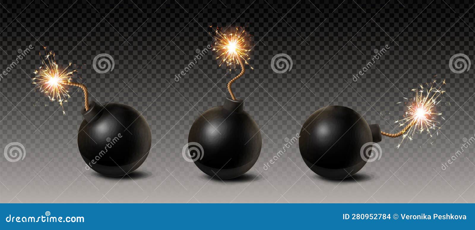 Realistic Bombs. Different Explosives Types, Hand Grenades With Check ...