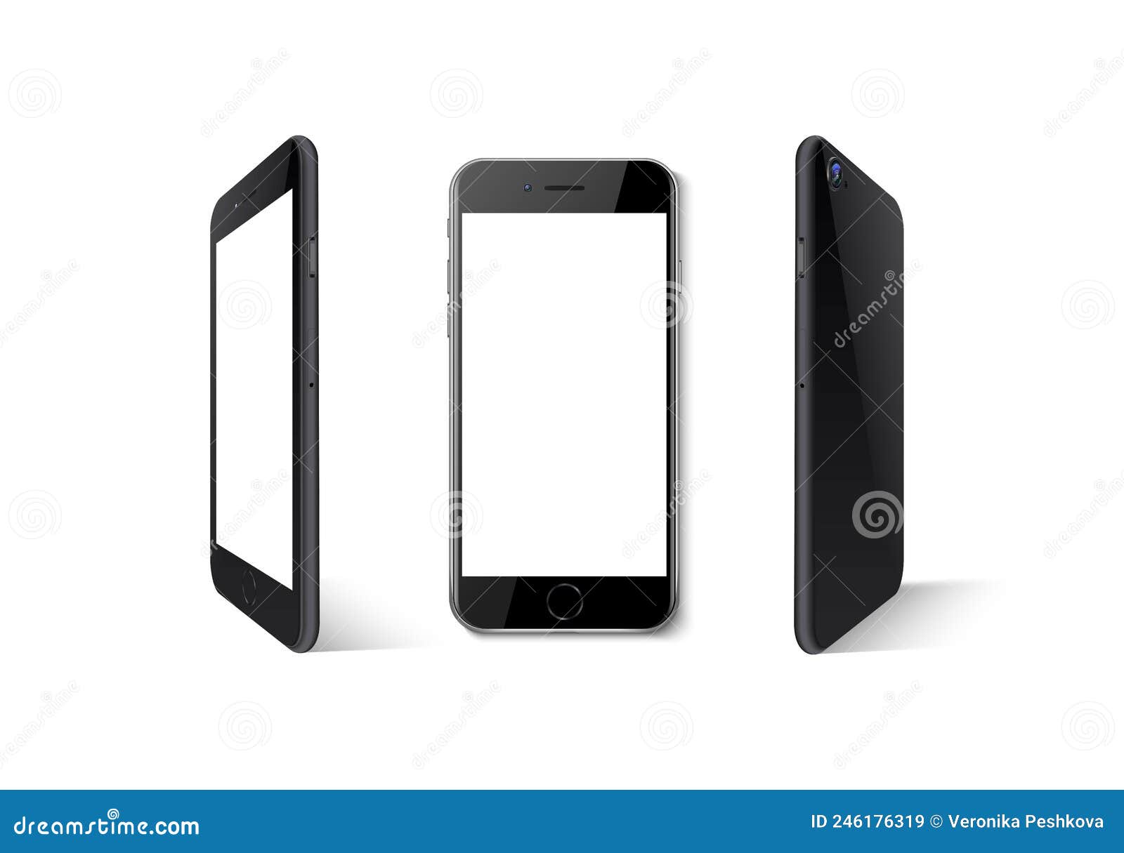 Realistic Vector Icon Set. Smartphone in Front Side and Back View Stock ...