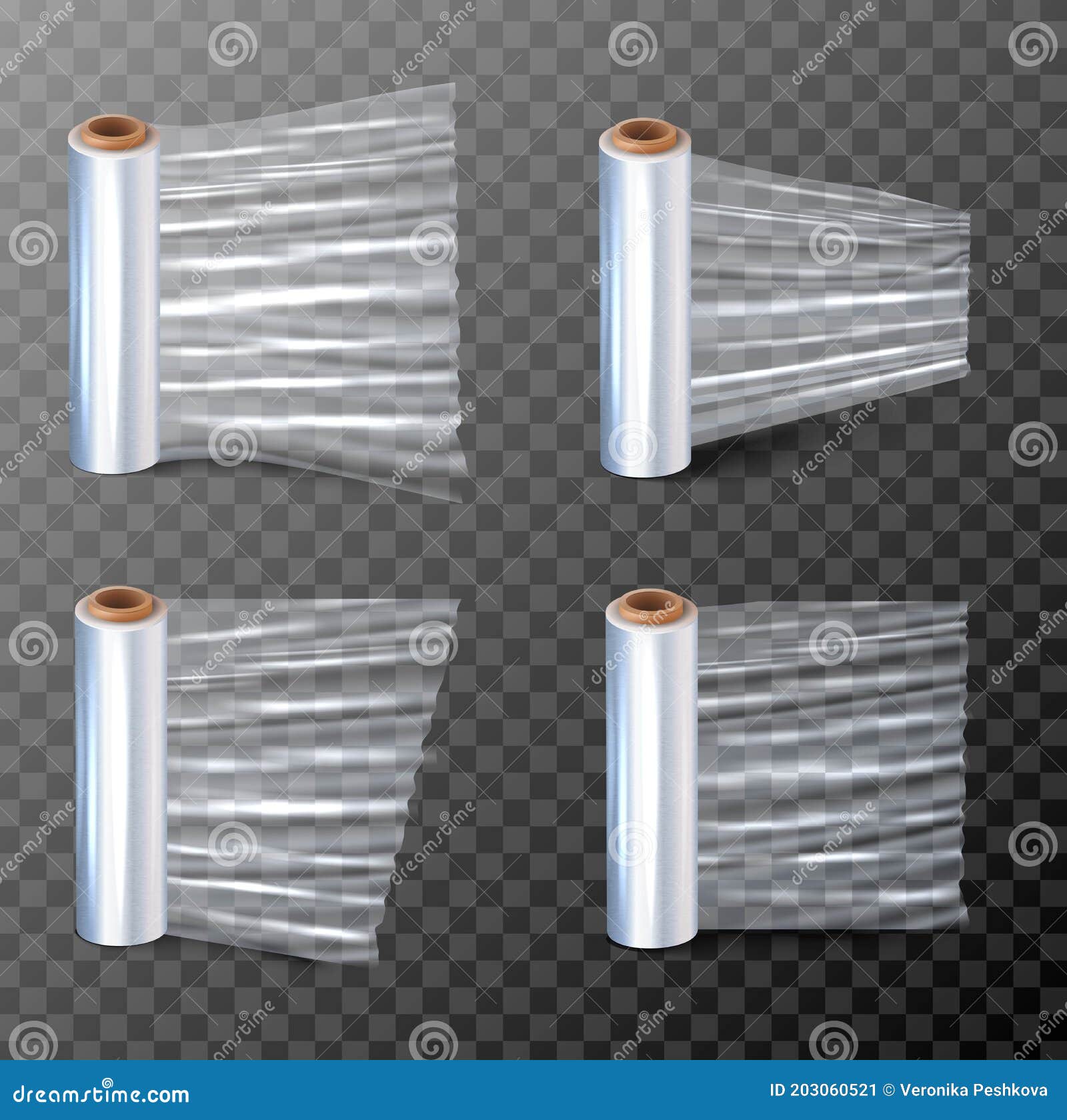 Realistic Vector Illustration of a Cling Paper for Packaging in Four ...