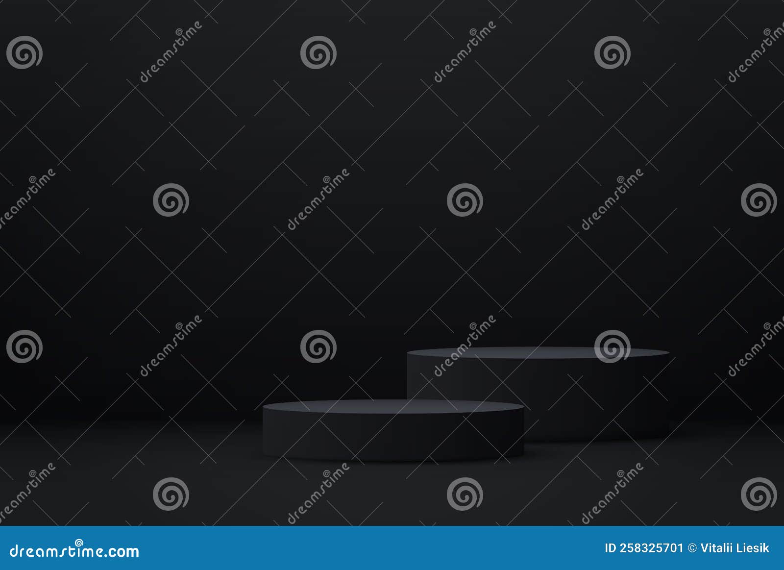 3D Realistic Vector Round Scene on a Dark Background. Black Podium for ...
