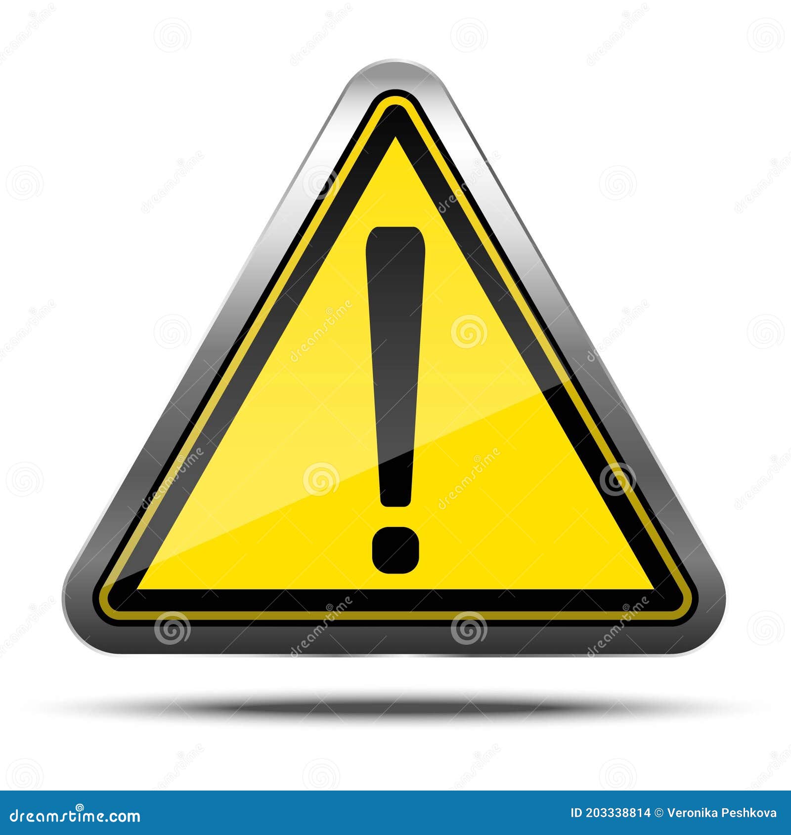 Realistic Vector Warning Sing on Yellow Background with Metal Border ...