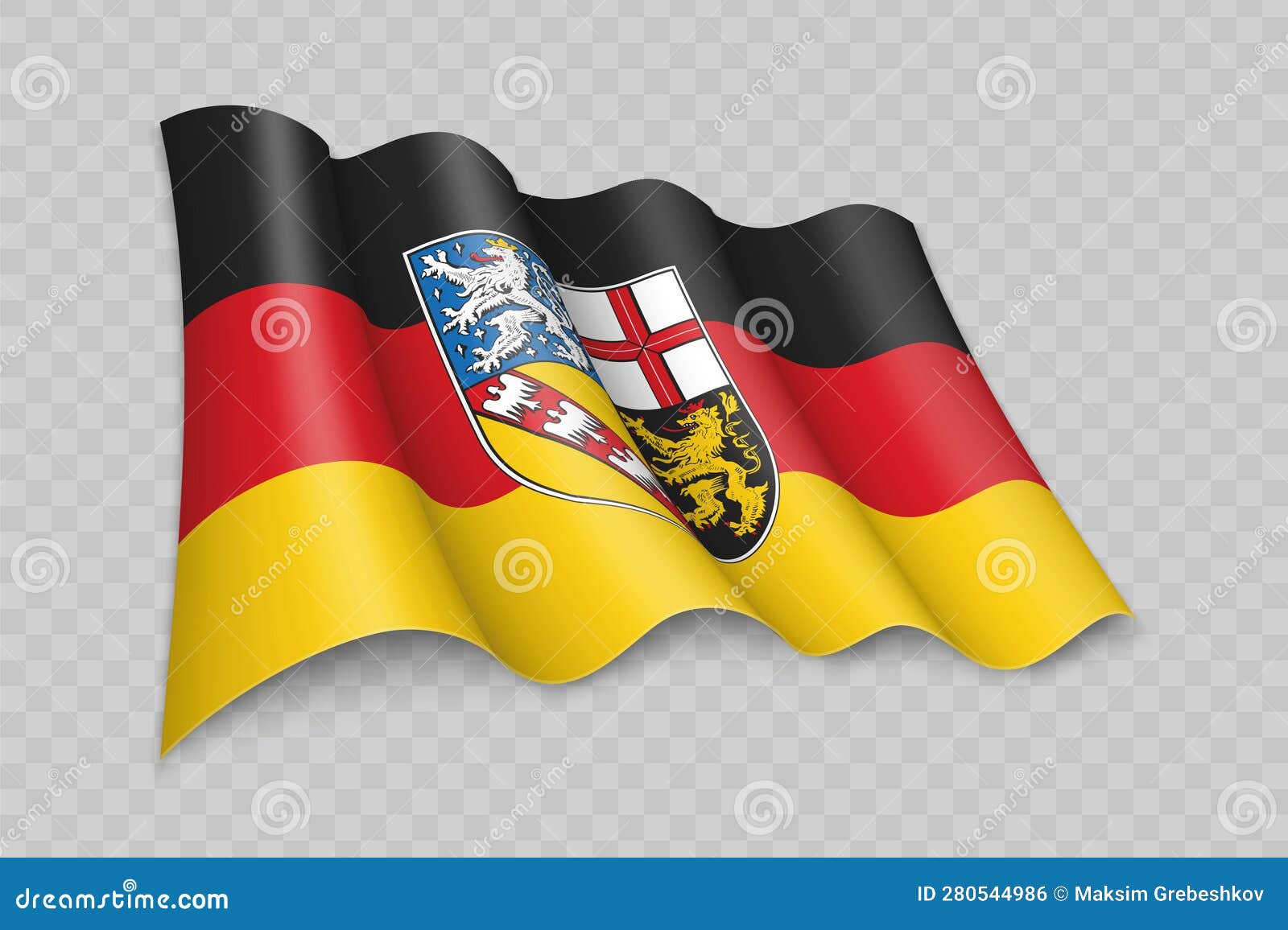 3D Realistic Waving Flag of Saarland is a State of Germany Stock Vector ...