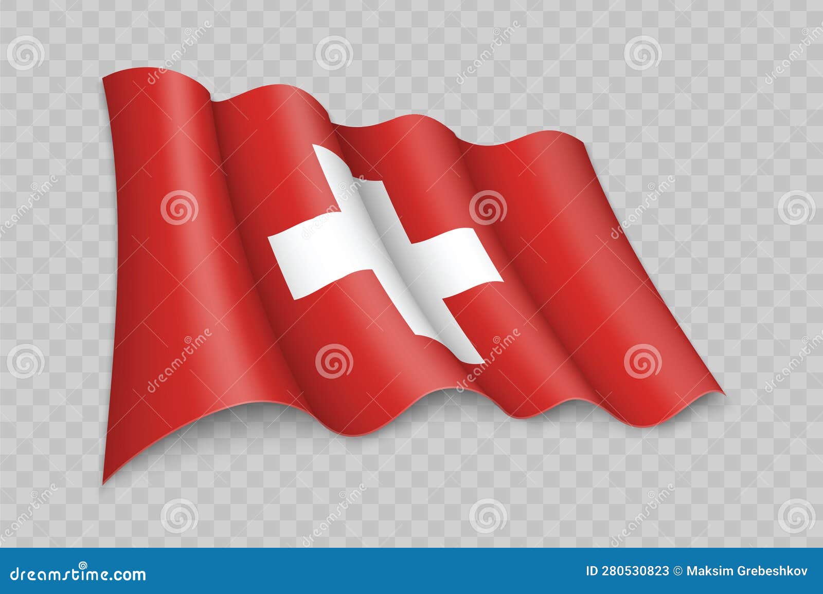3D Realistic Waving Flag of Switzerland Stock Vector - Illustration of ...