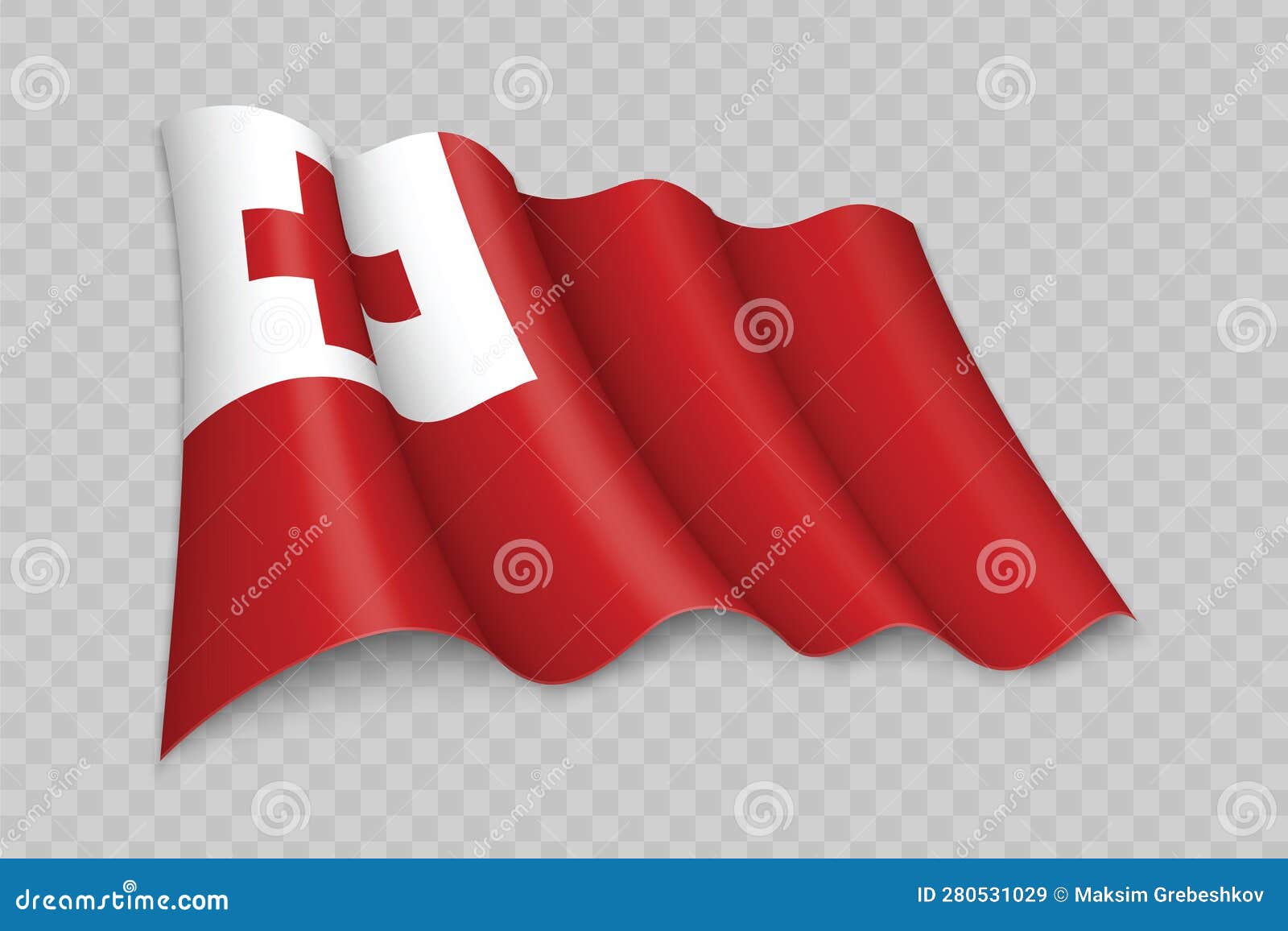 3D Realistic Waving Flag of Tonga Stock Vector - Illustration of satin ...