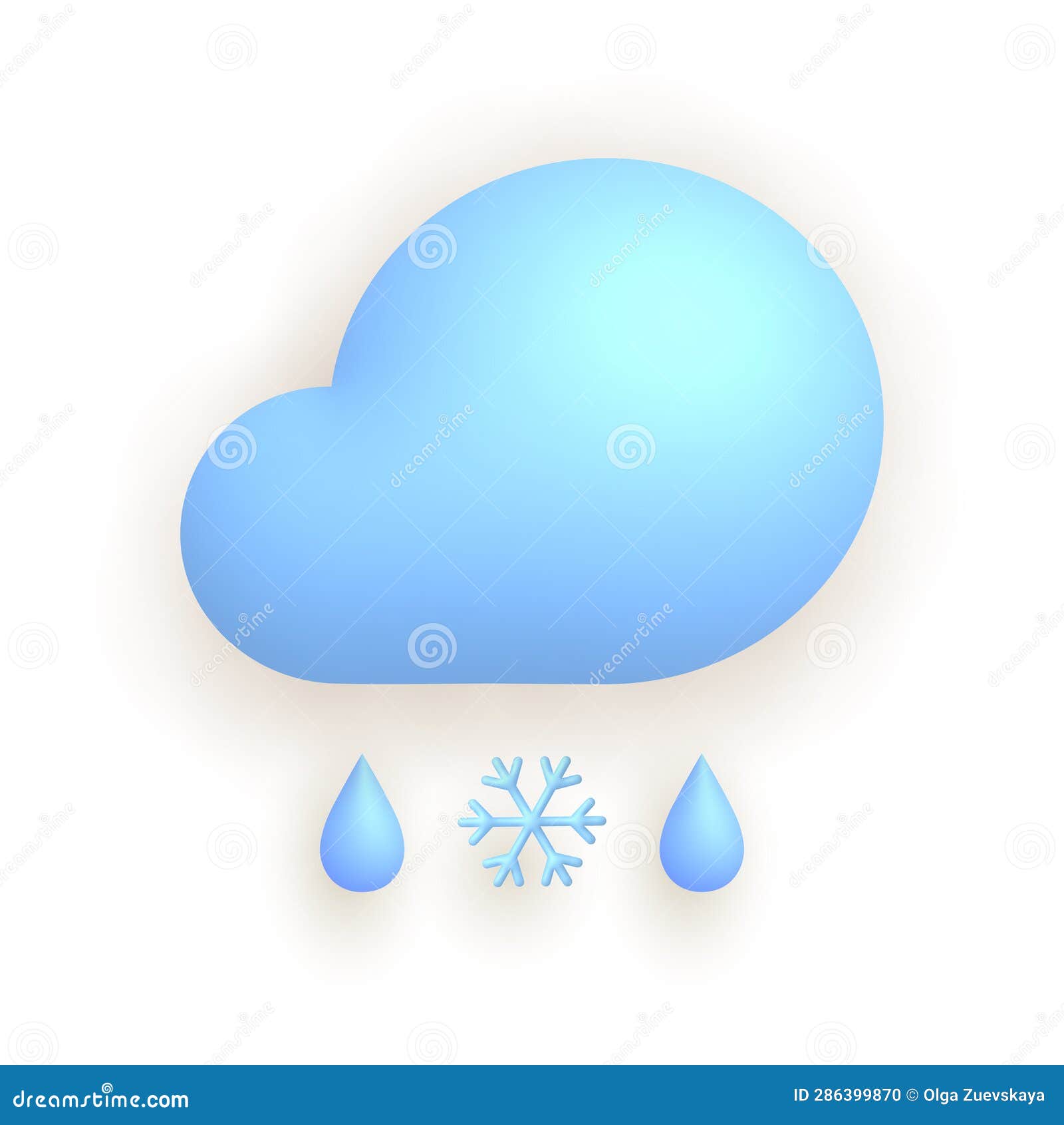 3d Realistic Weather Icon Snow with Rain. Cloud, Drops and Snowflake ...