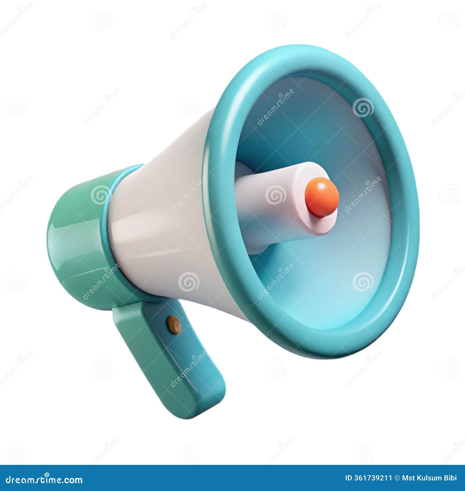 3d Realistic White Plastic Megaphone With Shadow Isolated On White ...