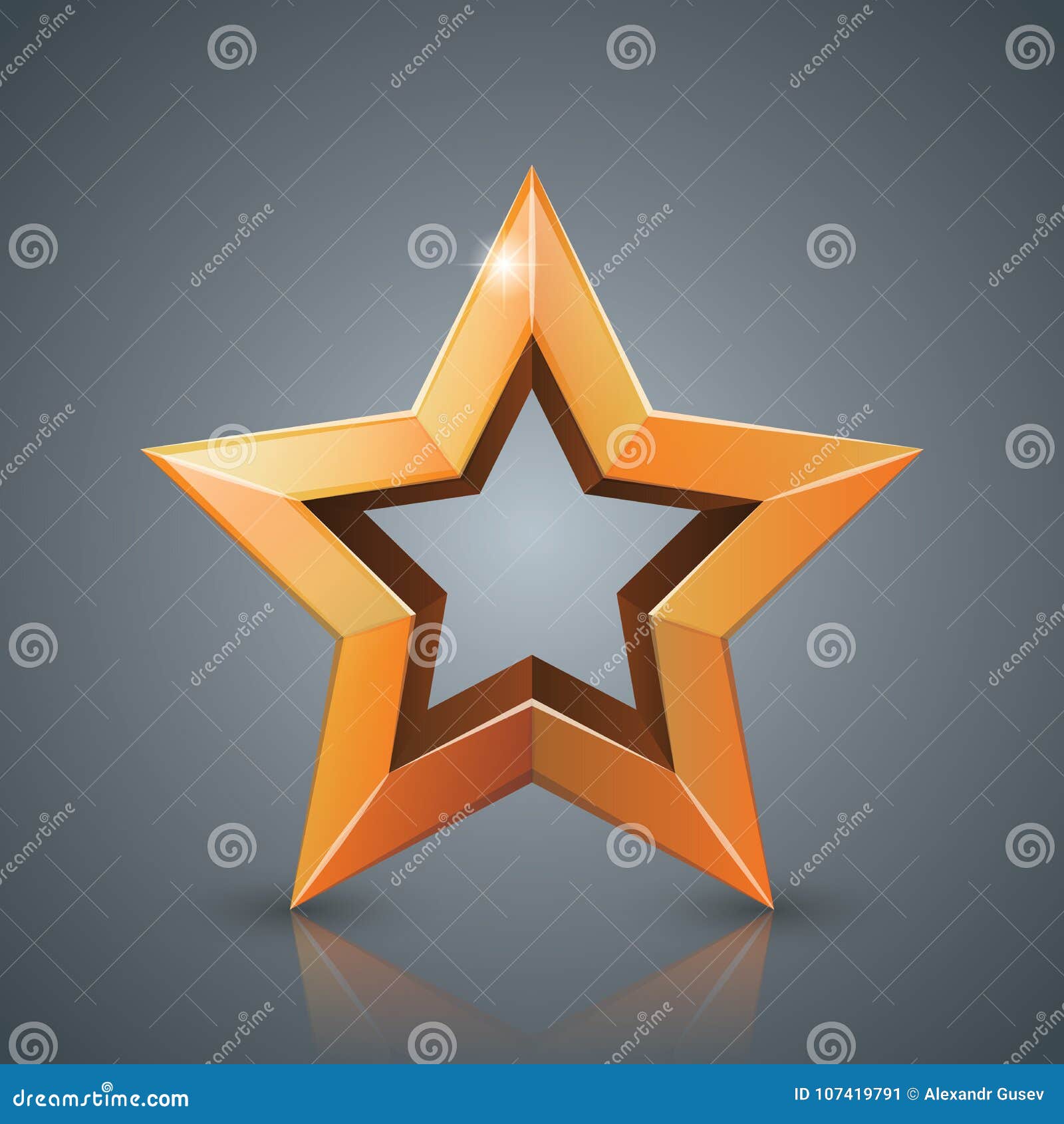 3D realistic yellow icon. stock vector. Illustration of star - 107419791