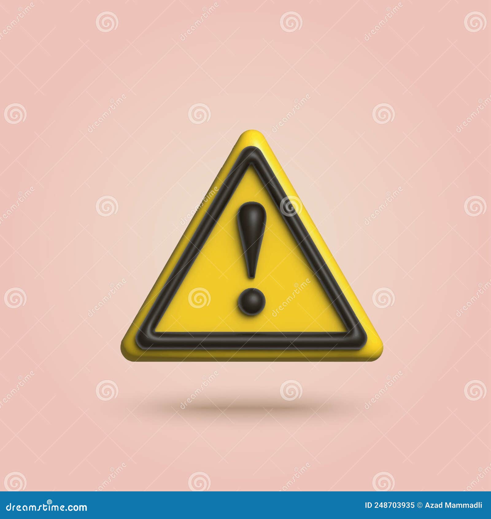 3d Realistic Yellow Triangle Warning Sign Front View. Vector Stock ...