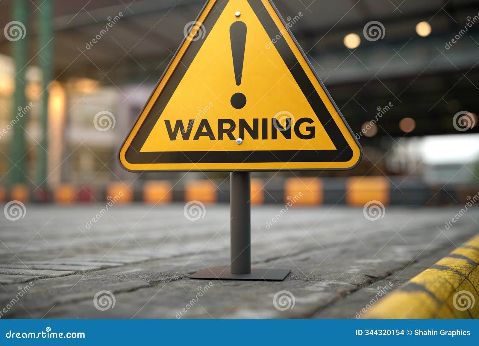 3D Realistic Yellow Triangle Warning Sign Illustration Stock ...