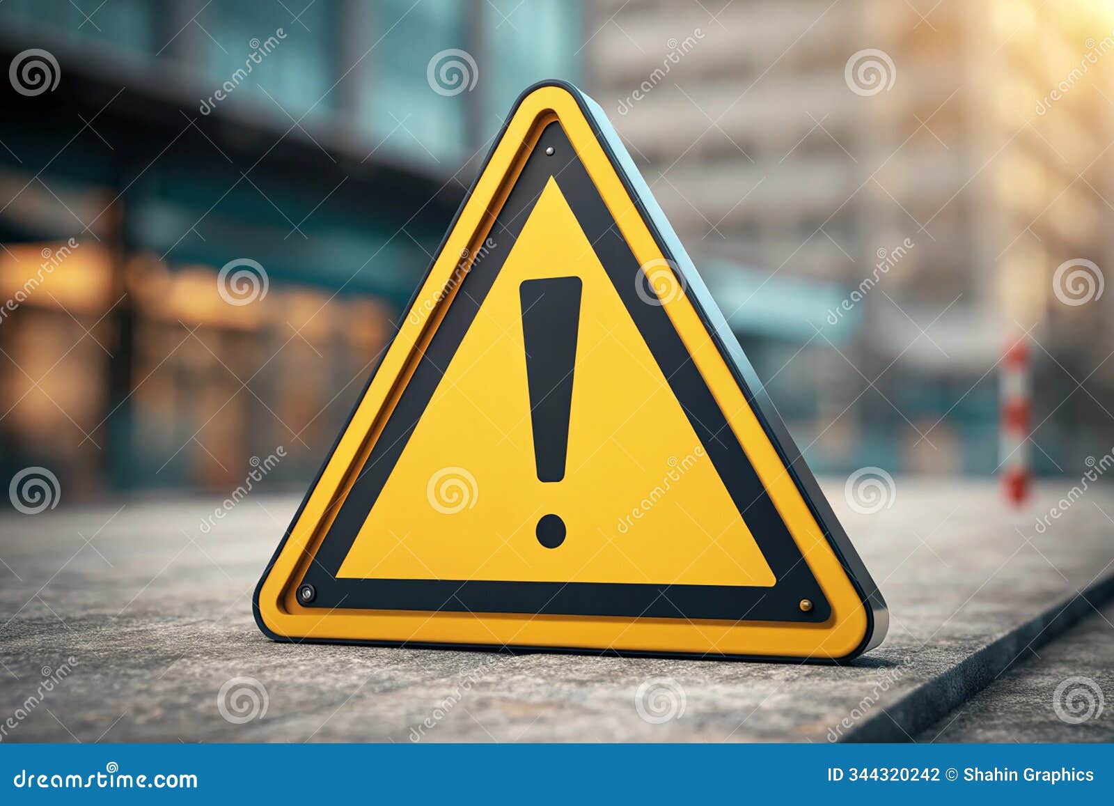 3D Realistic Yellow Triangle Warning Sign Illustration Stock ...