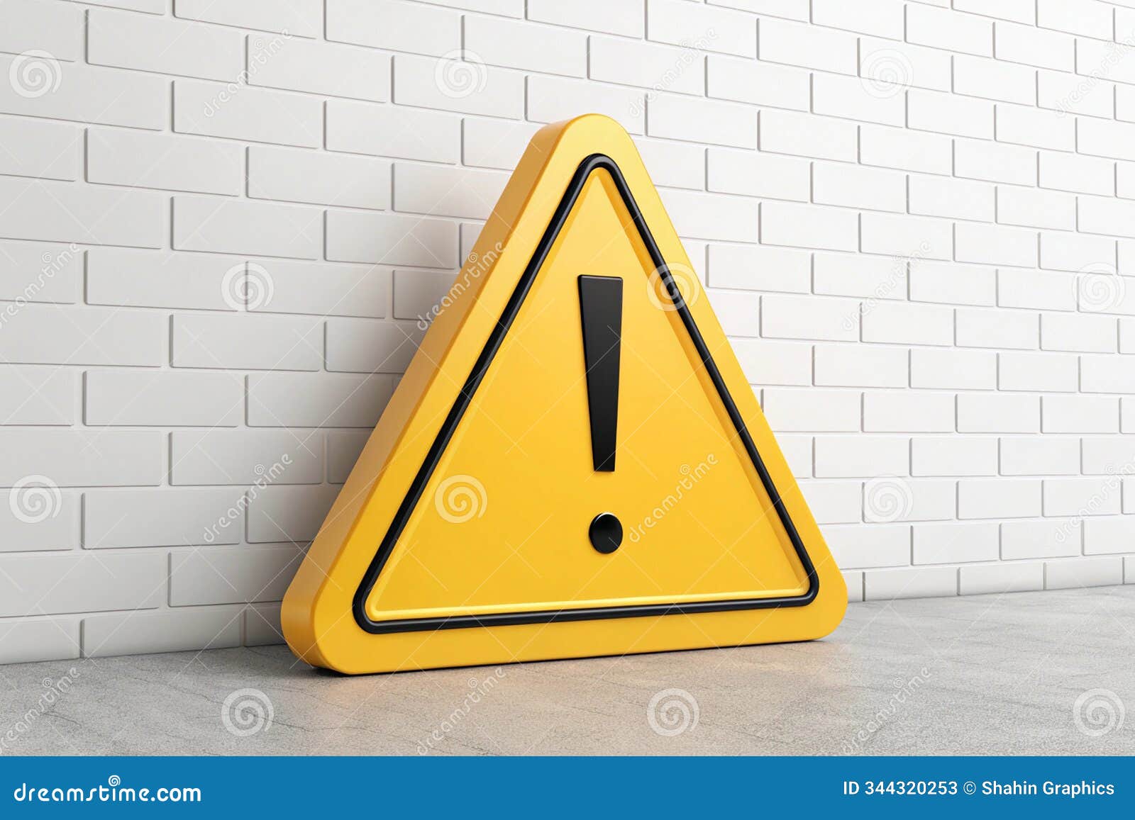 3D Realistic Yellow Triangle Warning Sign Illustration Stock ...