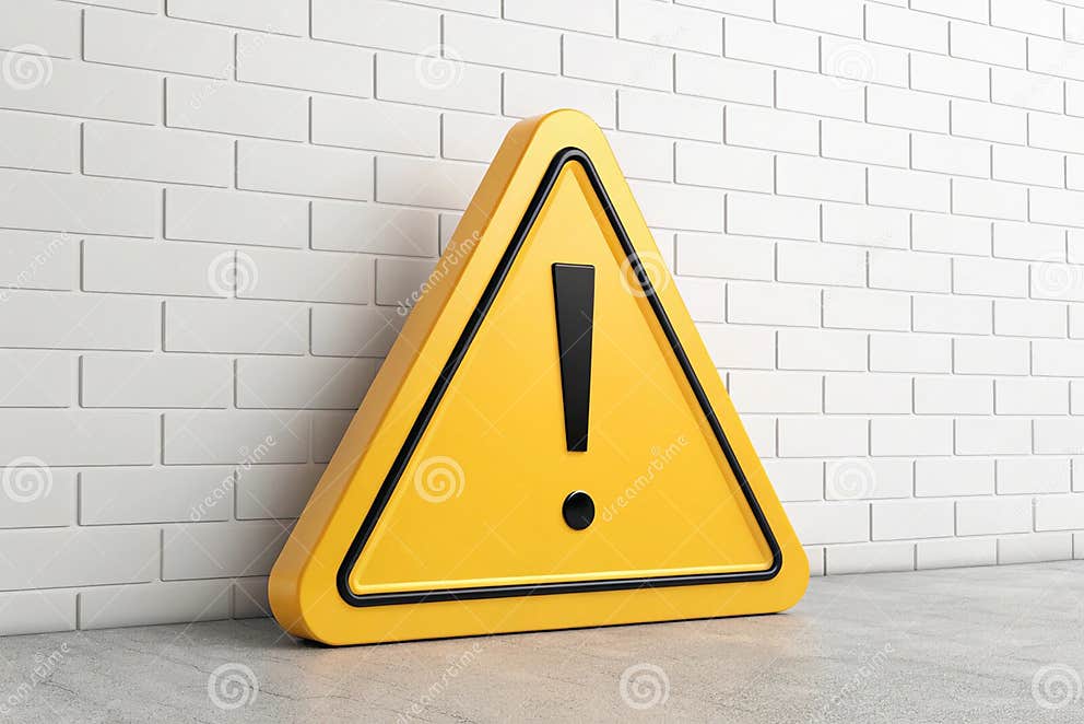 3D Realistic Yellow Triangle Warning Sign Illustration Stock ...
