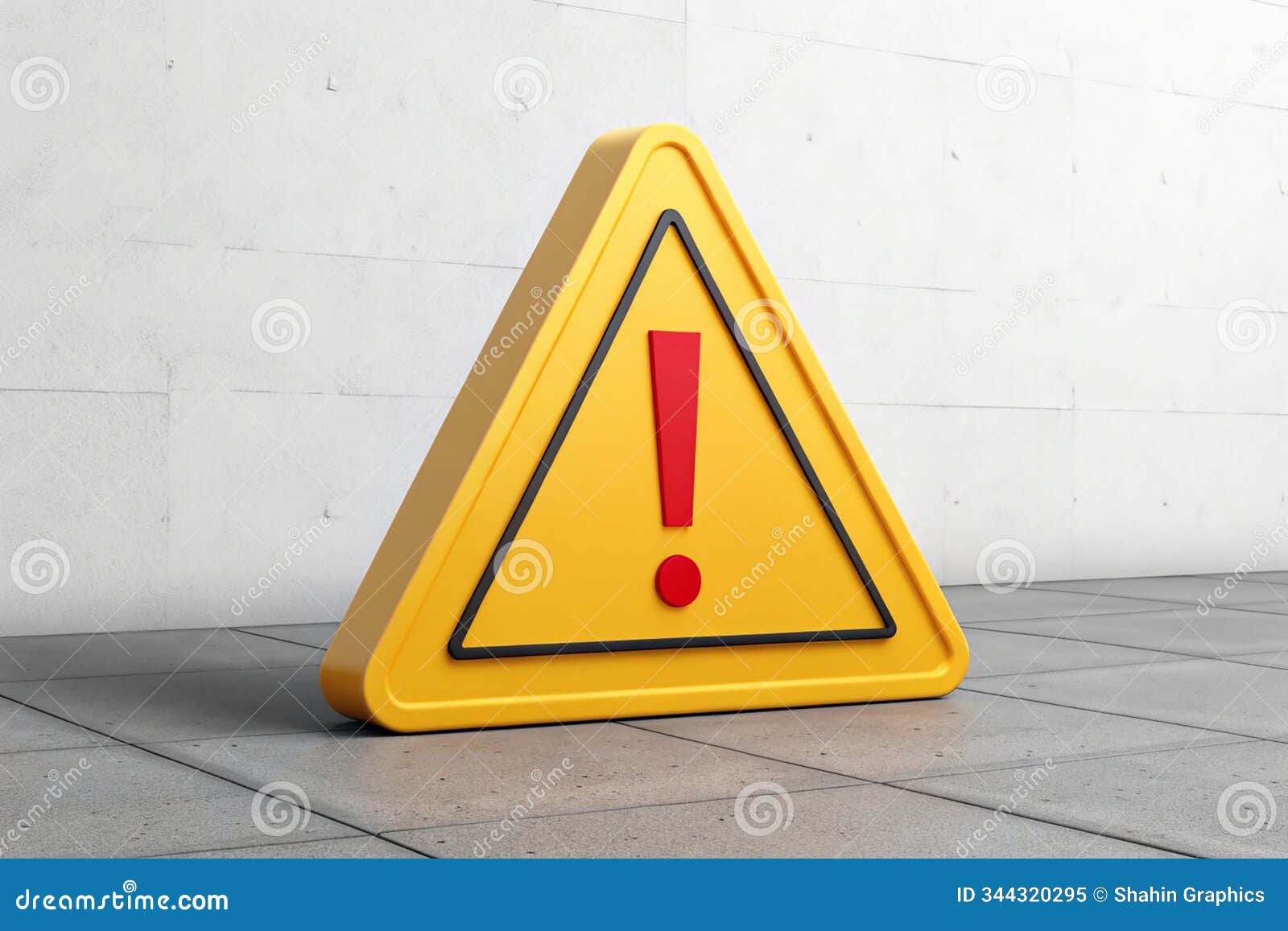3D Realistic Yellow Triangle Warning Sign Illustration Stock ...