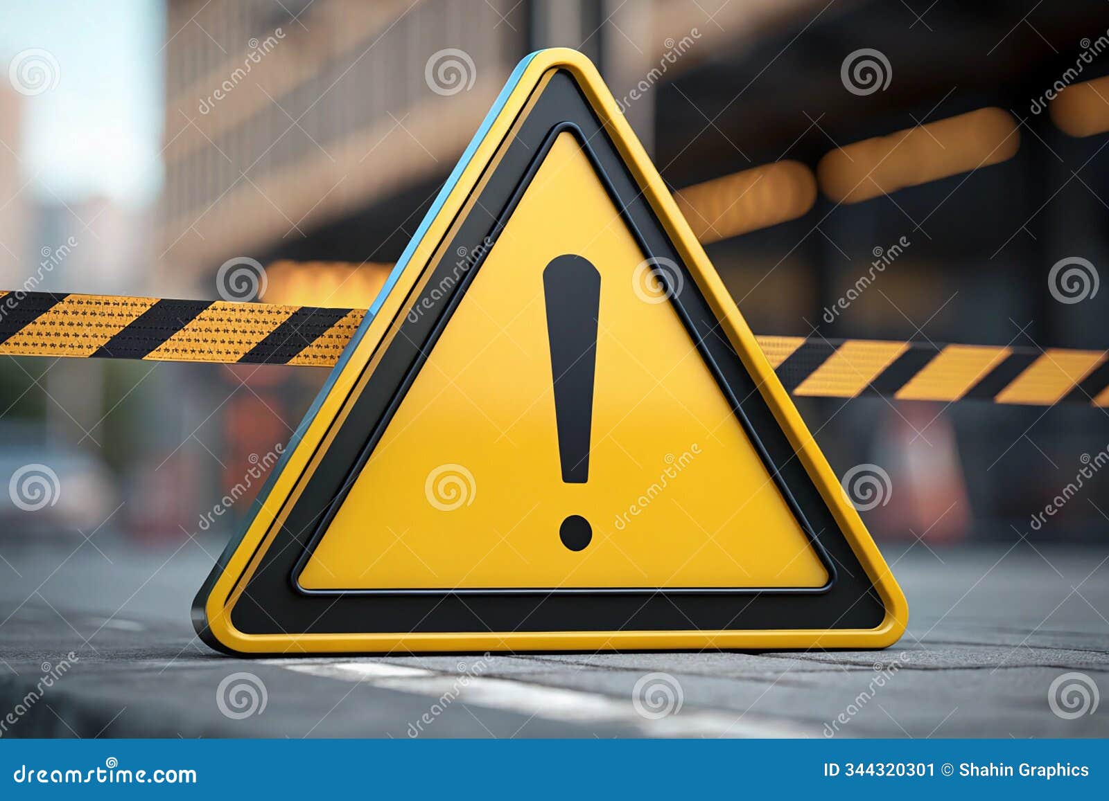 3D Realistic Yellow Triangle Warning Sign Illustration Stock ...