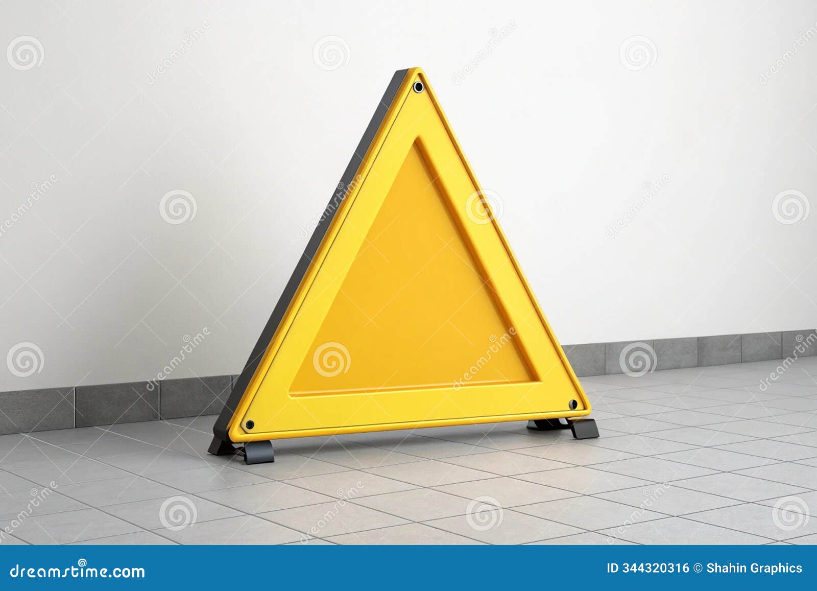 3D Realistic Yellow Triangle Warning Sign Illustration Stock ...