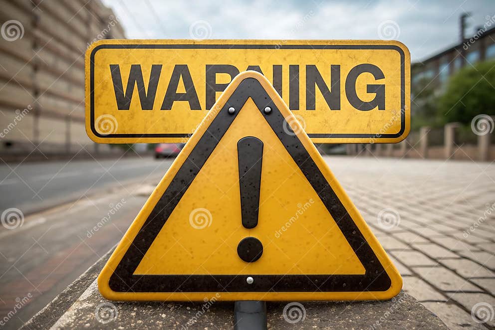 3D Realistic Yellow Triangle Warning Sign Illustration Stock ...