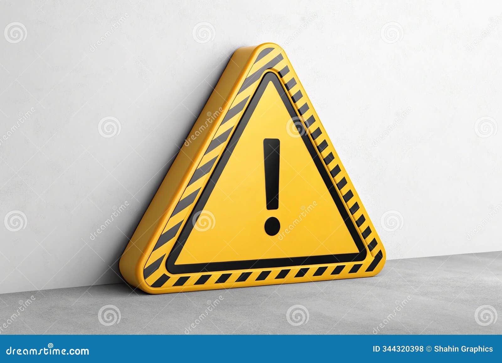 3D Realistic Yellow Triangle Warning Sign Illustration Stock ...