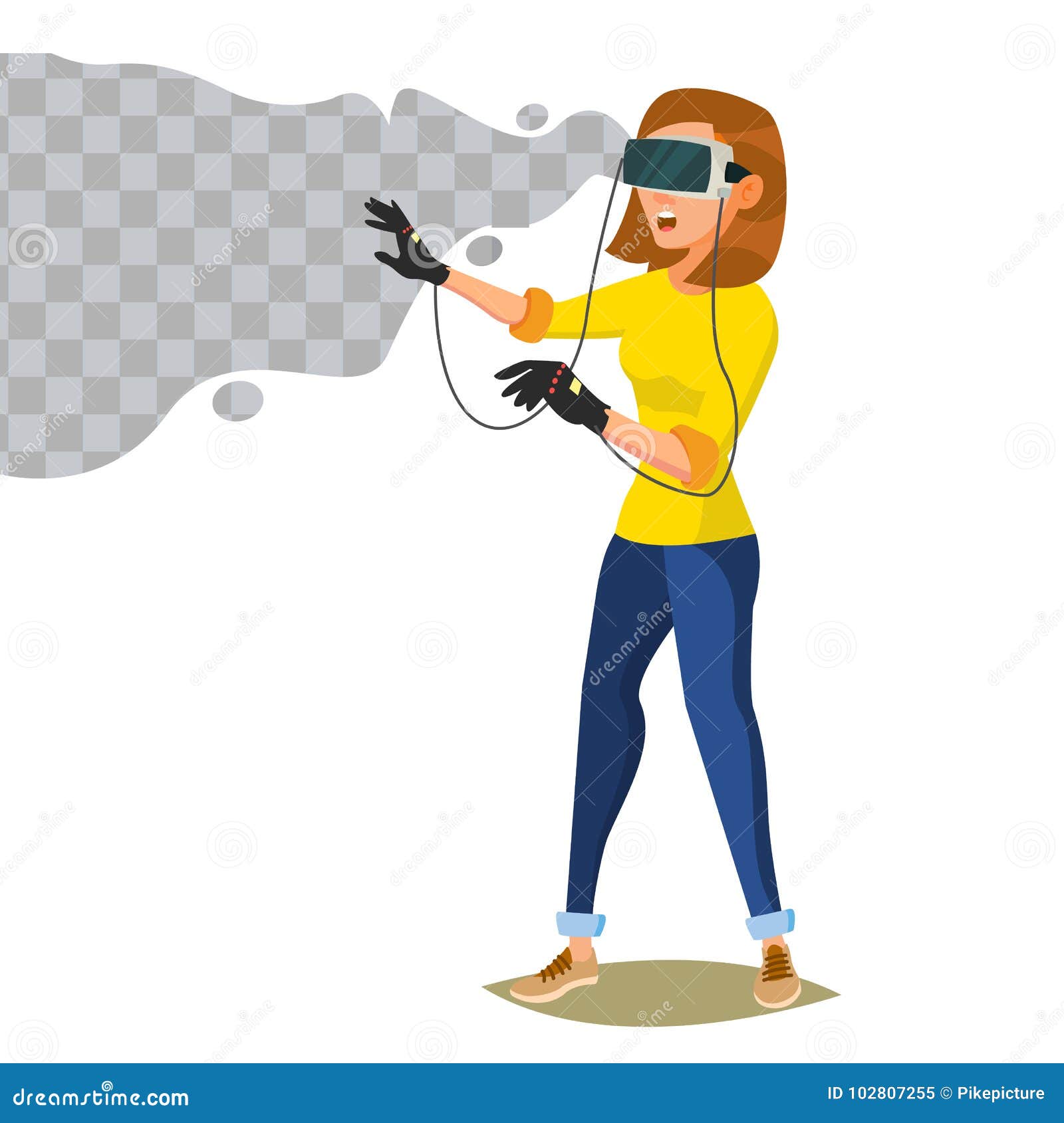 3d Reality Simulation Vector. Having a Good Time with Wearing Virtual ...