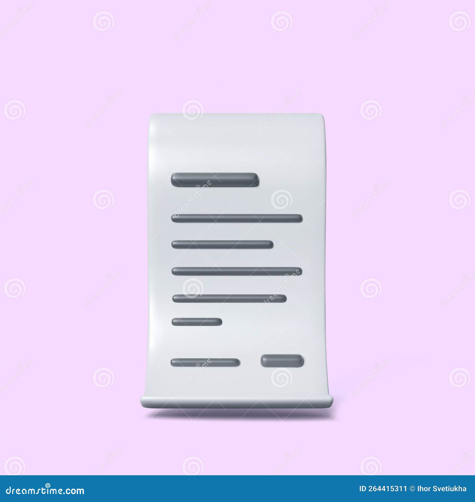 3D Receipt in Cartoon Style. Bill Icon Front View Stock Vector ...