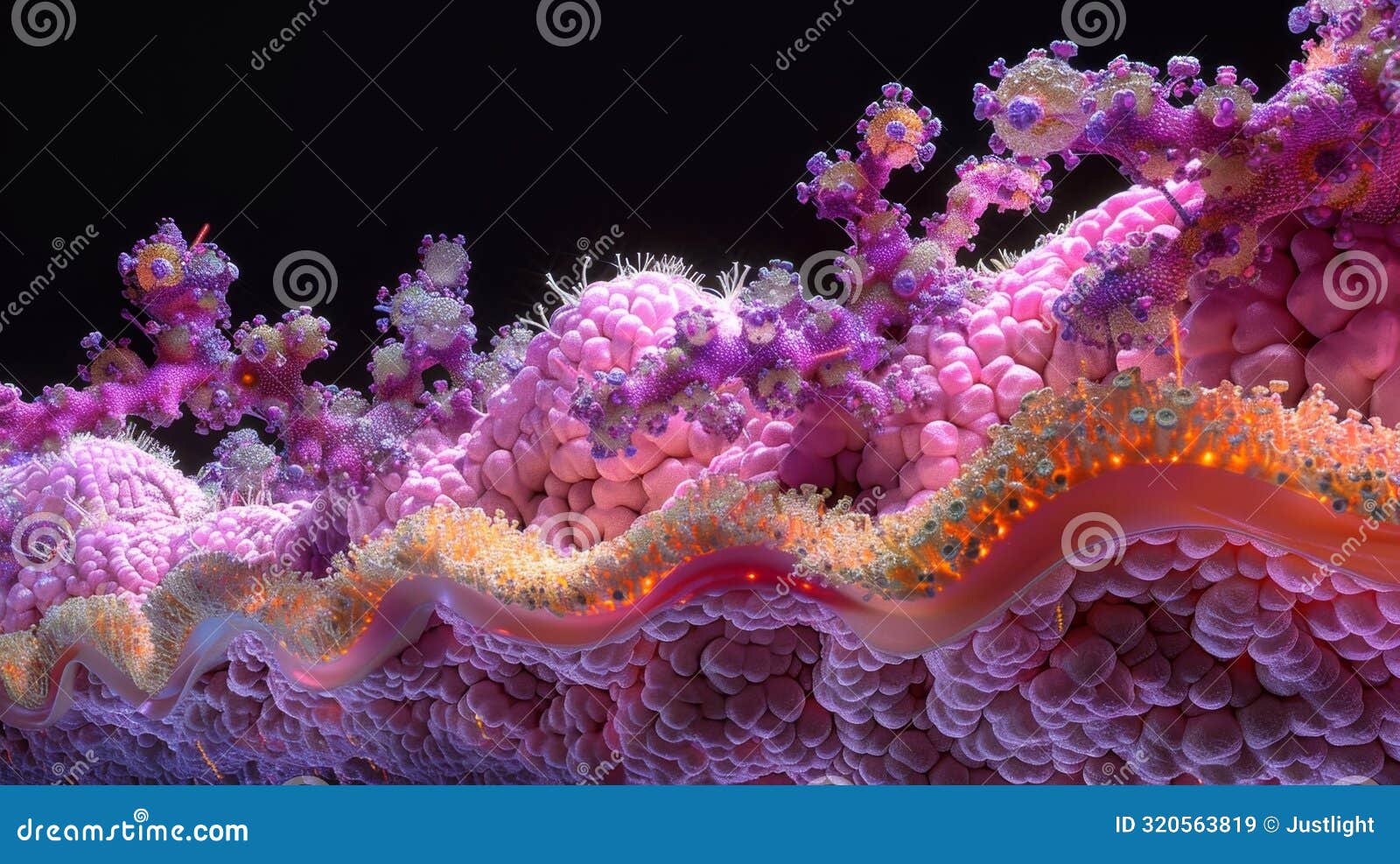 A 3D Reconstruction of a Section of Epithelial Tissue Reveals the ...