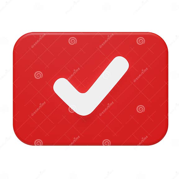 3D Rectangle Red Checkbox. Check Mark. 3D Illustration. Isolated on ...