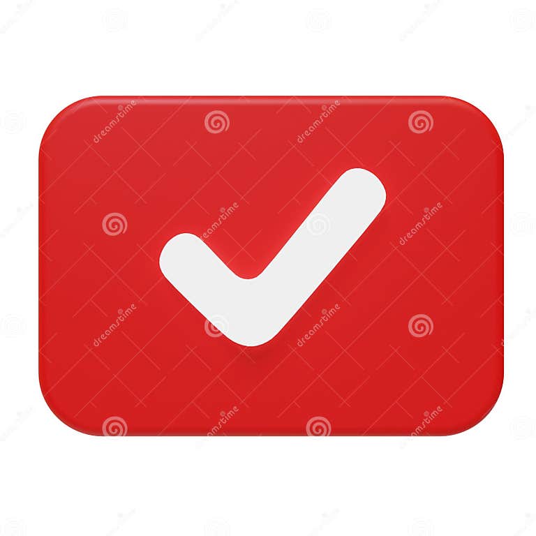 3D Rectangle Red Checkbox. Check Mark. 3D Illustration. Isolated on ...