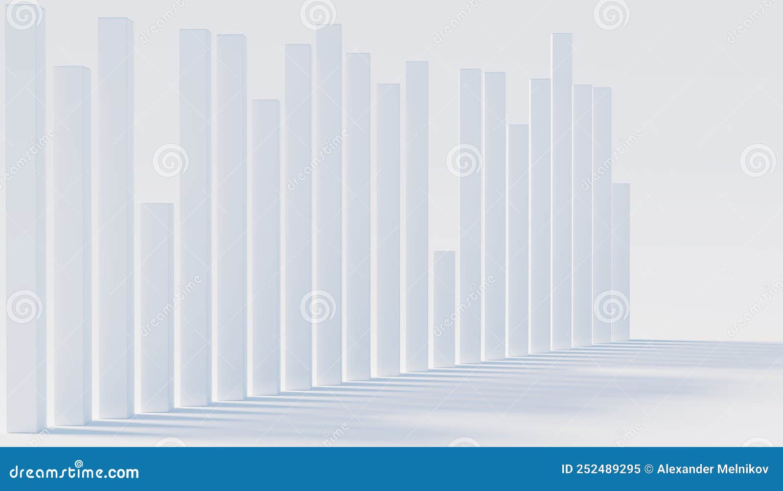 3d Rectangles Of Different Heights On A White Background. Simulation Of ...
