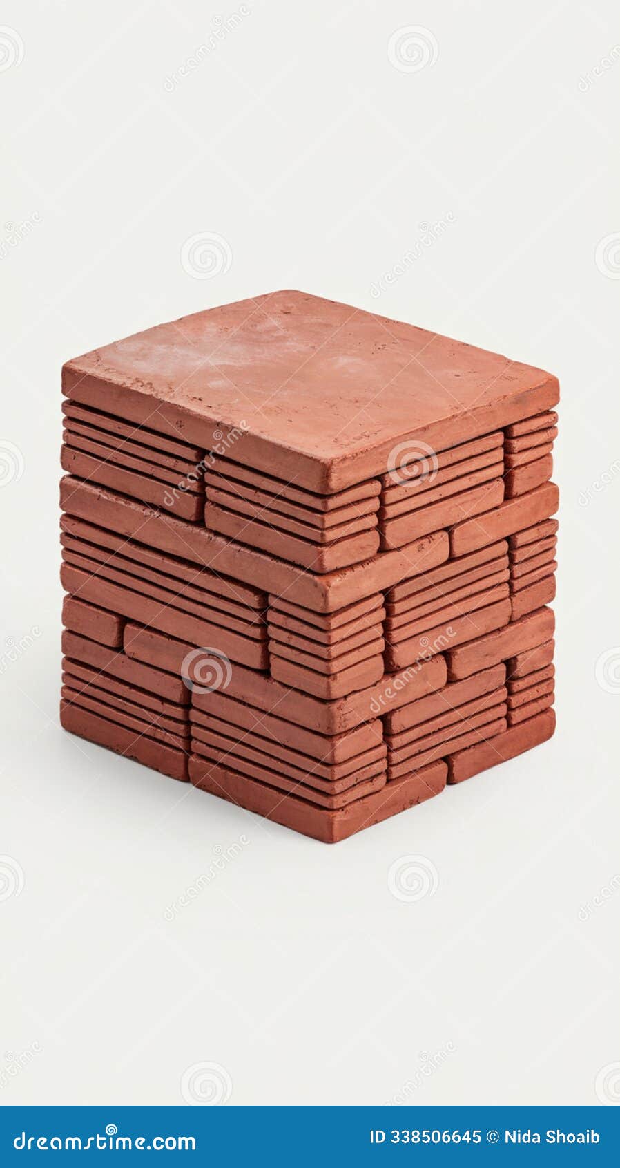 3D Rectangular Object Resembles a Stacked Brick, Reddish Brown with ...