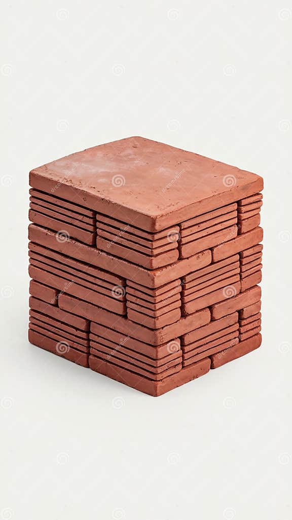3D Rectangular Object Resembles a Stacked Brick, Reddish Brown with ...
